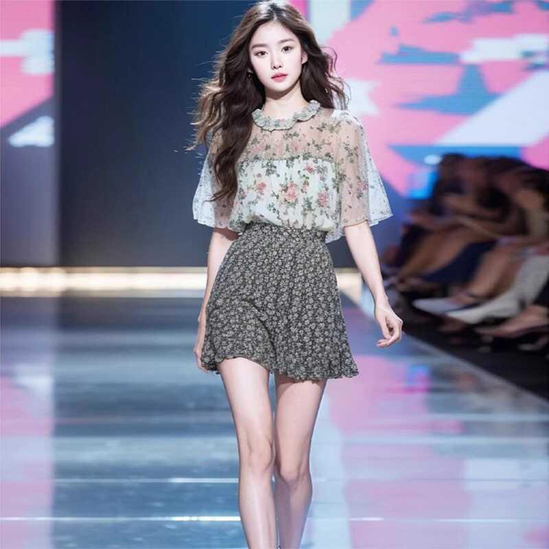 FAshi 洋派名媛减龄时尚小个子搭配一整套纯欲短裙子两件式套装女