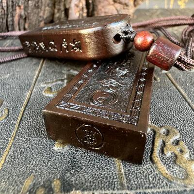 道用品 玉化枣木吊坠 九尾和合总召万灵吊坠 五雷号令吊坠 小雷牌