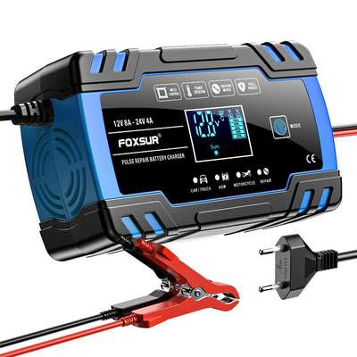 12V 24V 8A Motorcycle Car Pulse Repair Battery Charger UK EU