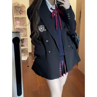 【收腰西装】加厚高质感猫看花jk制服三粒扣浓绀色学院校供感秋冬