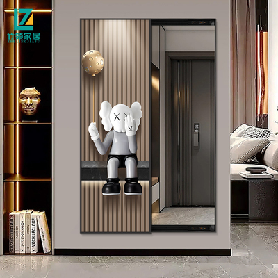 定做牌衣推拉潮隐隐藏式身镜挂画可遮挡熊镜子衣装U饰全画形穿试