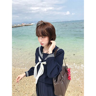 原创jk制服黑三本水手服