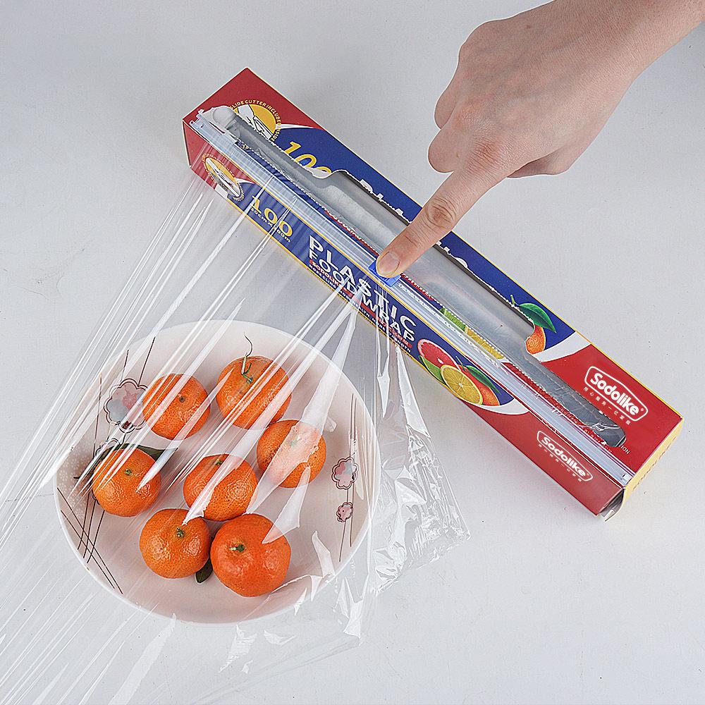 【30*100米】一次性食品级划滑刀保鲜膜家用自带切割器厨房保鲜
