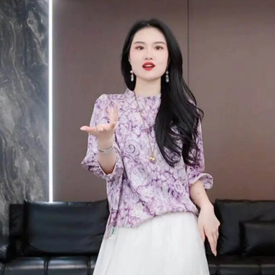 【瑞琇】徐淼淼春夏空山新雨名家张林根四经绞罗红云纱上衣R2347