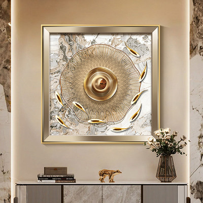 轻奢九鱼图玄关装饰画画