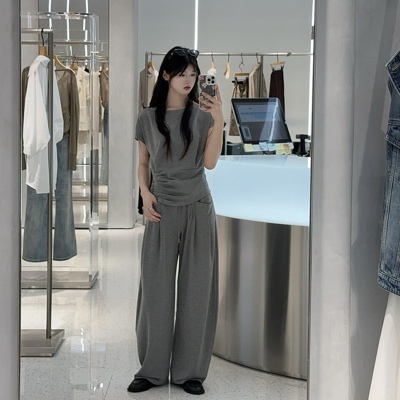 春夏款抽绳阔腿休闲套装