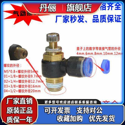 SL气动接头调节阀，调速阀，SL6-02.8-02.6-M5.10-02.8-01.10-04
