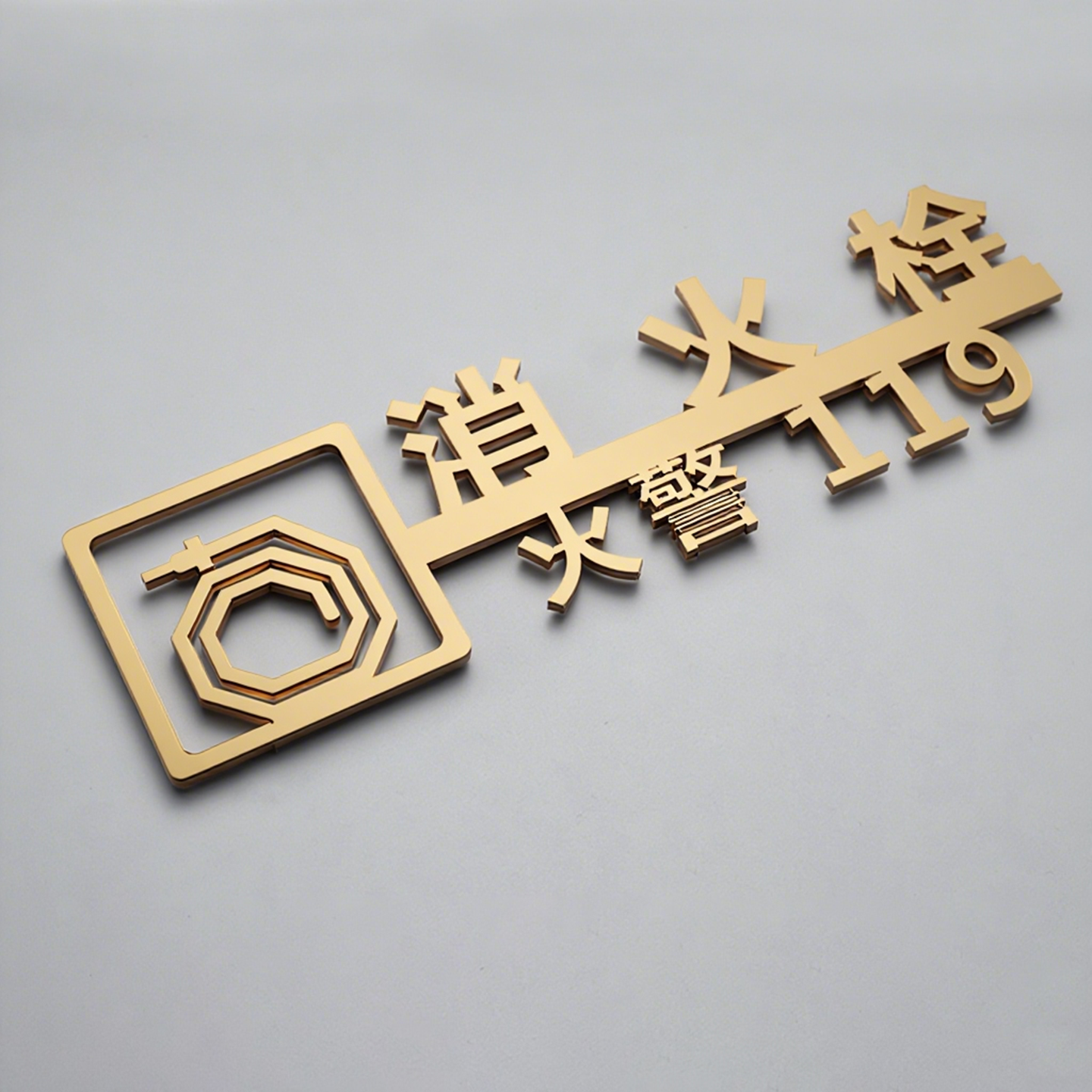 消防栓标识牌灭火器提示牌喷漆立体定制消防栓金色黑色