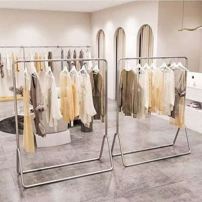 Floor Rack hClothing Store Display Rack Stainless Steel Silv