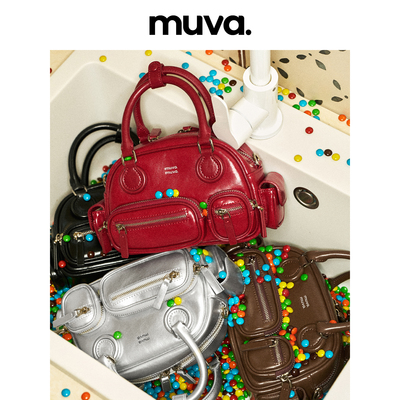 真皮保龄球包多口袋手提包