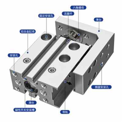 SMC型小型精密滑轨侧导轨滑台气缸MXH6/10/16/20-5/Q10/15/20/25S