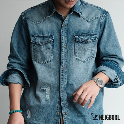 美式潮流复古刮破水洗牛仔外套