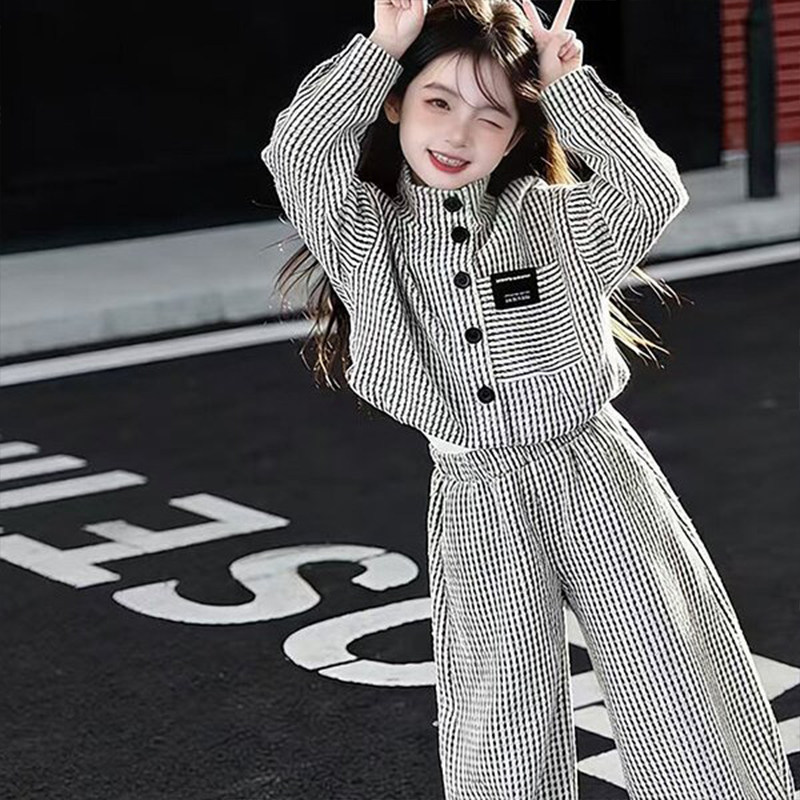 两件套女童套装中大童衣服儿童装春秋季帅气时髦外穿上衣裤子套装