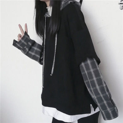 Deeptown Striped Sweatshirt for Women BlacMk Gothic Style Ho