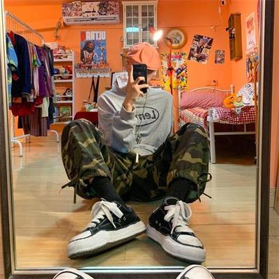 极速HOUZHOU Cargo Pantss Men Hip Hop Camouflage Pants Hippie