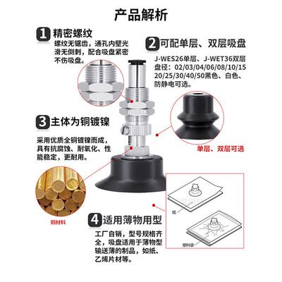 PISCO/怡合达真空吸盘J-WES36-D2-46-8-10-15-40机械手吸嘴自动化
