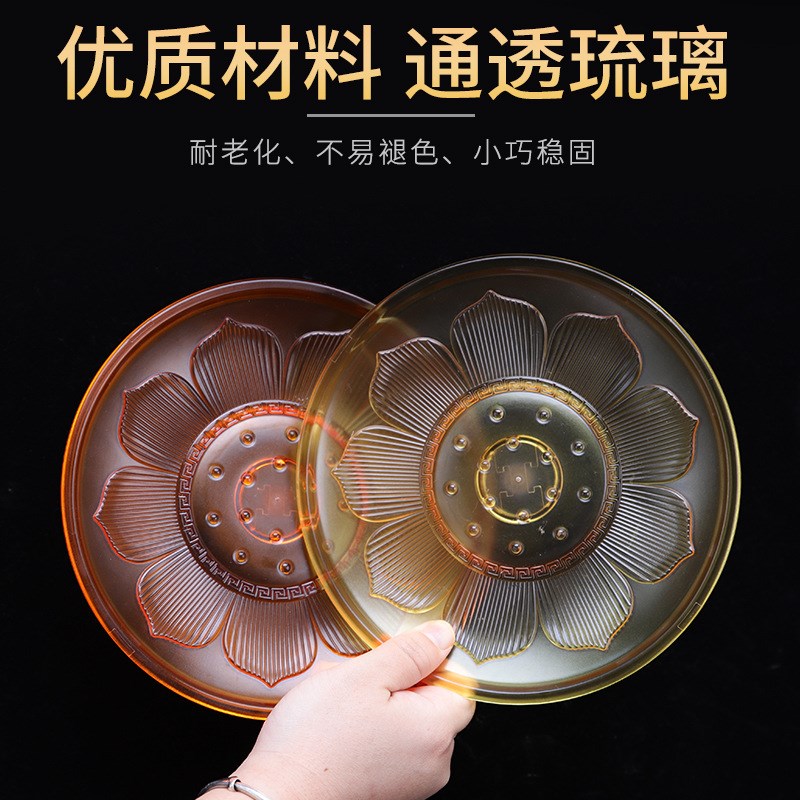极速仿琉a璃果盘佛前莲花供盘家用财神菩萨水果贡盘托盘果碟佛具