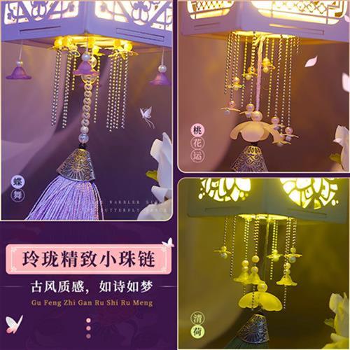 新品古风灯笼创意小夜灯手提diy材料包送闺O蜜女朋友中国风灯笼盒