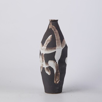 新中国风Wabi-Sabi风格手绘陶瓷花瓶酒店BM&B卧室组合插花装饰饰