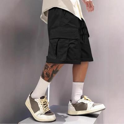 Men Drawstring Waist Cargo Shorts Casual Pocket Summer