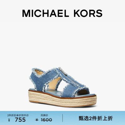MK女士丹宁牛仔厚底凉鞋
