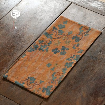 中式云松树香云纱茶席双面手工布艺禅意防水桌旗茶旗茶室茶台布垫