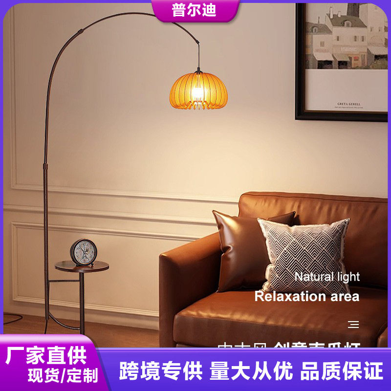 美式复古南瓜置物落地灯2024新款客厅沙发旁氛围灯中古装饰立式灯