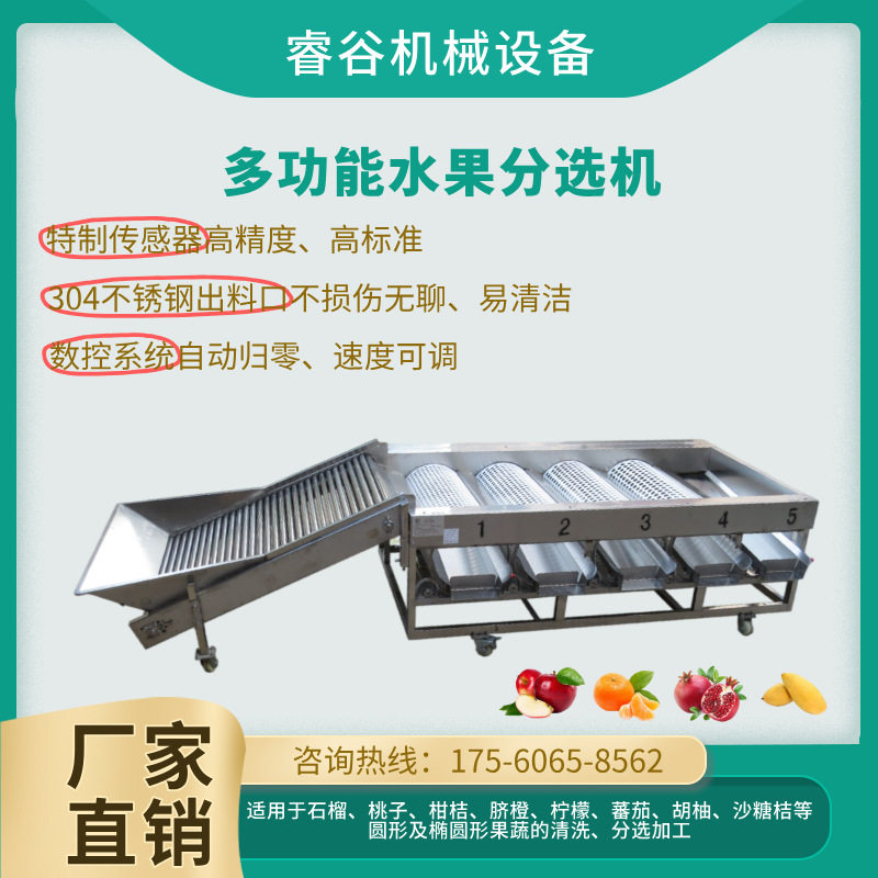 提升滚筒式水果分级机石榴柑桔桃子分选机果蔬选果机械