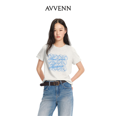 AVVENN正肩发泡LOGO立体感短袖T恤 AK31001522