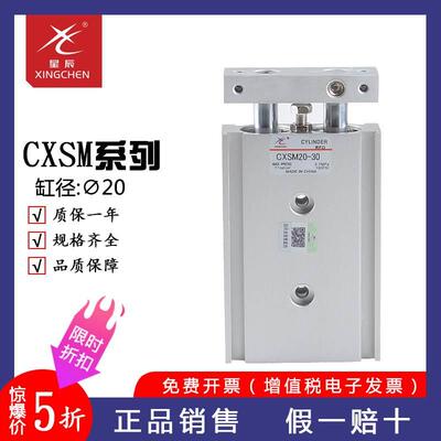 星辰品牌气缸双杆双轴气缸气动夹具CXSM20-100 CXSM20-50 CXS20-5