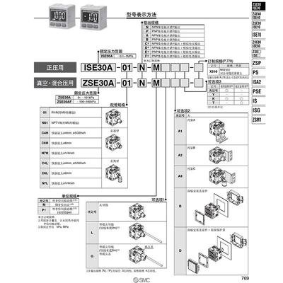 SMC 数显压力开关ISE30A/ZSE30AF-01-N-P/L/A/C/ML高精度数字式