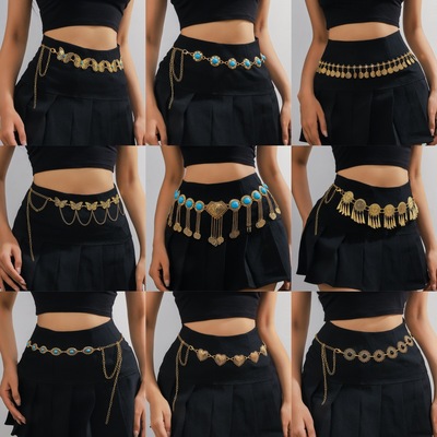 复古民族风流苏腰链配裙子项链