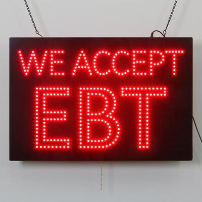 厂家直销供货40*60CM发光标志灯箱灯 LED LED WE ACCEPT EBT Sign