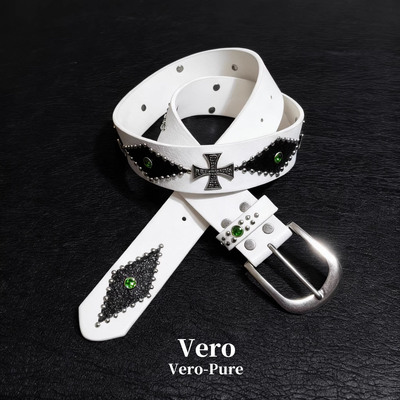 Vintagey2k黑白菱铆原创皮带