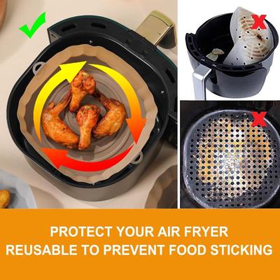 极速2pcs Air Fryer Pan Siulicone Basket Airfryer Oven Baking