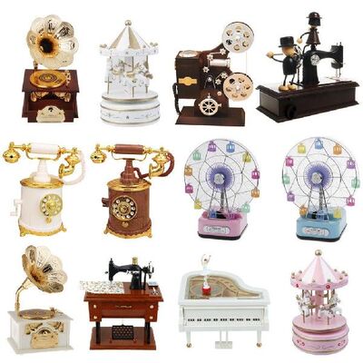 极速Retro Gramophone Design MechanicalK Disc Music Box Home