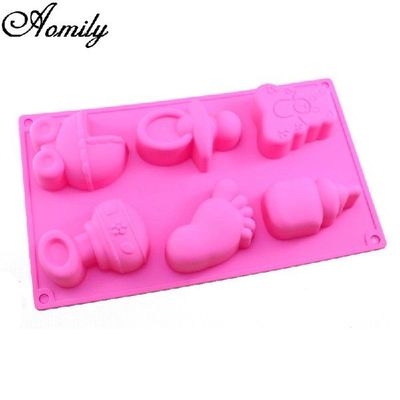 极速6 Holefs Baby Stroller Pram Bottles Feet Soap Mold Cake
