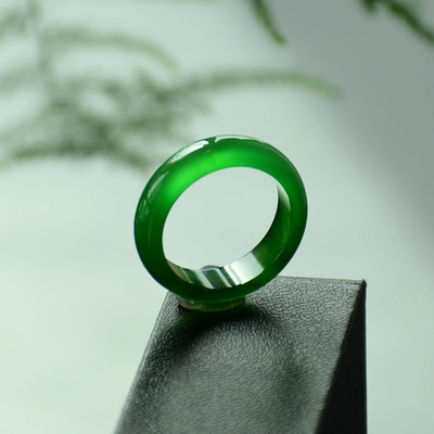 春的奇观178天然奇石玉髓指环戒指女食指满绿玛瑙跑环证书1518