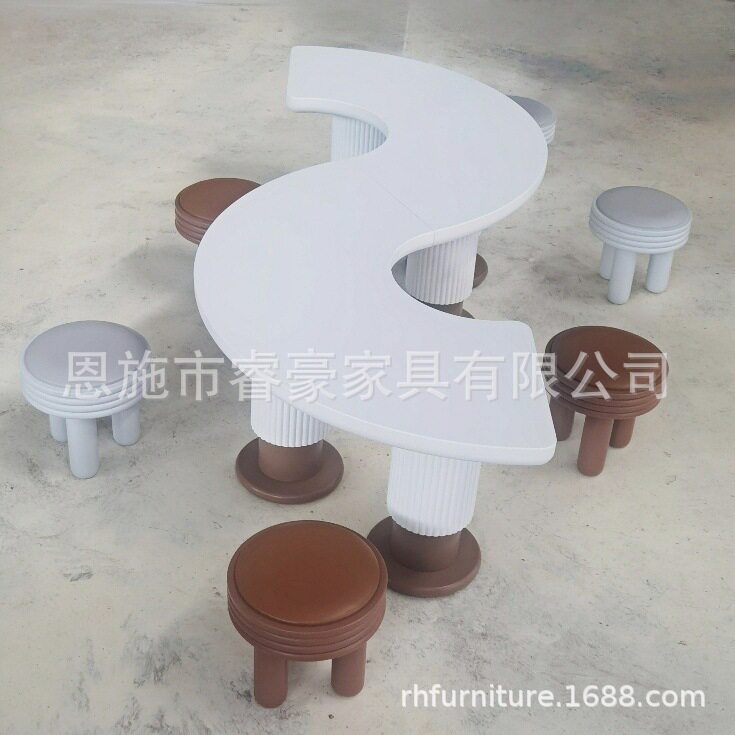 ZDH新款S造型儿童手工桌活动中心架空层桌椅组合款美术写字休闲桌