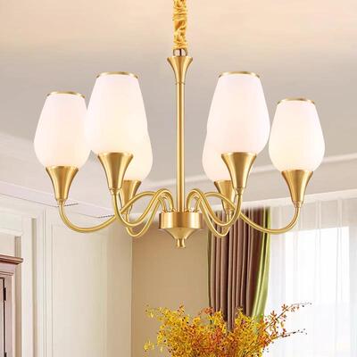 美式全铜吊灯客厅灯主灯简约复古别墅楼梯灯餐厅书房卧室灯 68008