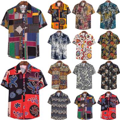 men flower Mens floral shirts Short sleeve Men dress shirt男