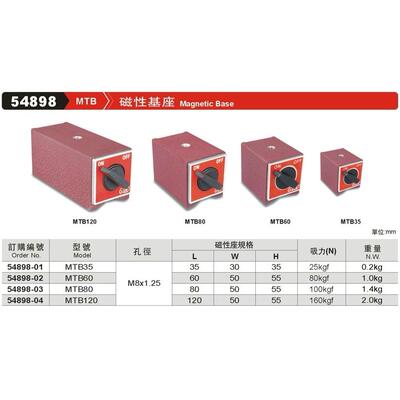 正品台湾精展磁性基座54898-MTB-MTB35-MTB60-MTB80-MTB120磁力座