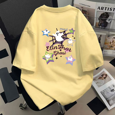 纯棉美式呆萌卡通vintage短袖t恤女夏季宽松设计小众hiphop上衣潮