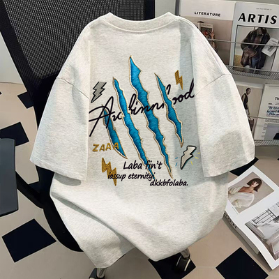 纯棉短袖t恤印花上衣通用校园美式vibe百搭简约休闲风T恤夏季新款