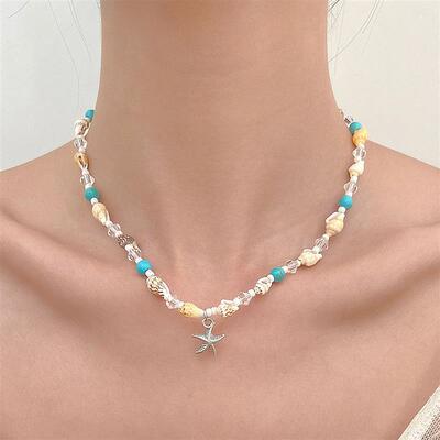Shell starfish necklace for women海边度假串珠贝壳海星项炼女
