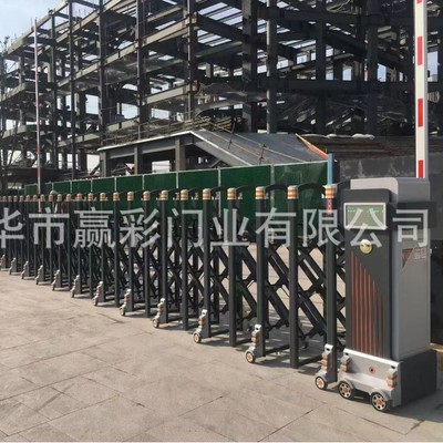 不锈钢自动折叠收缩门无轨平移大门智能铝合金电动伸缩门学校工厂
