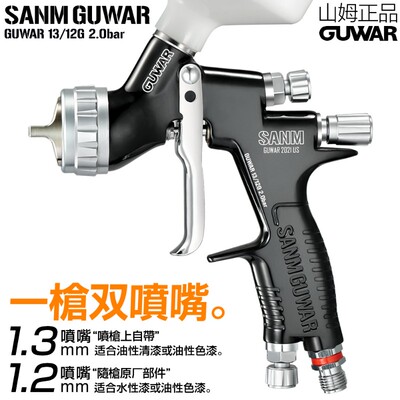原装正品SANM山姆GUWAR汽车喷漆枪高雾化清面漆上壶油漆钣金喷枪