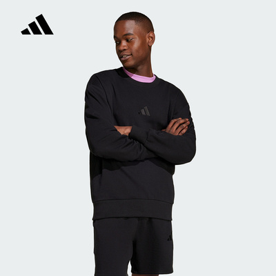 阿迪达斯秋新款男士圆领卫衣套头衫运动休闲上衣宽松 IX1261