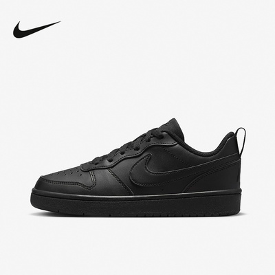Nike耐克女童鞋COURT全黑运动休闲鞋低帮复古滑板鞋DV5456-002