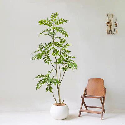 仿真绿植漆木树轻奢大型室内假植物盆栽造景家居客厅香椿树摆件